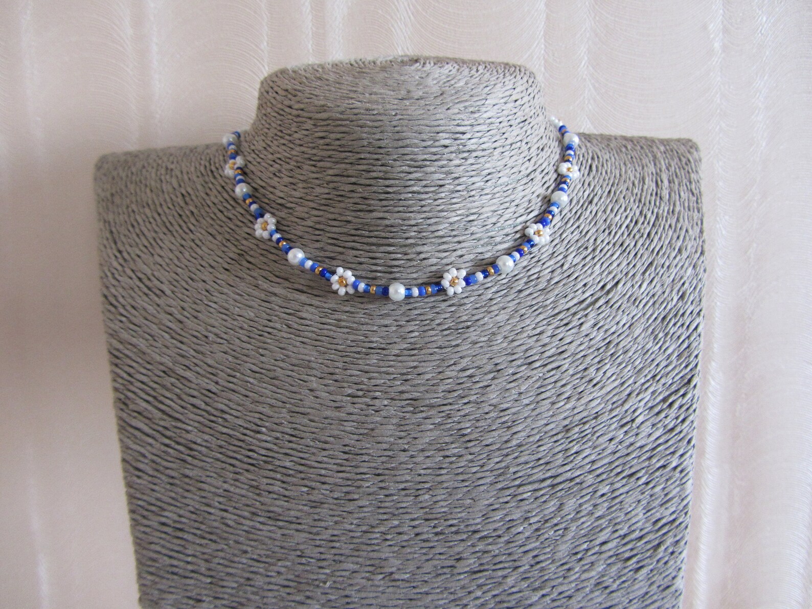 Flower Bead Colored Chokers Beaded Flower and Pearl Necklace Spring ...