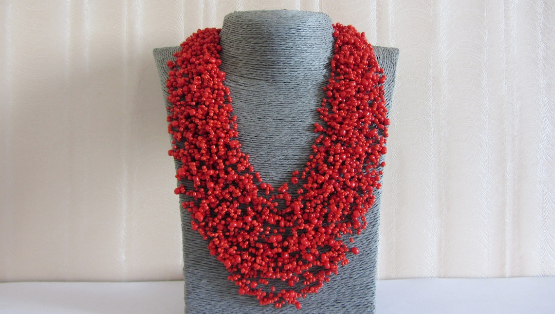 Red Necklace Necklaces handmade jewelry choker air necklace | Etsy