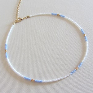 Blue Beaded Choker Seed Bead Choker White bead choker Beaded | Etsy
