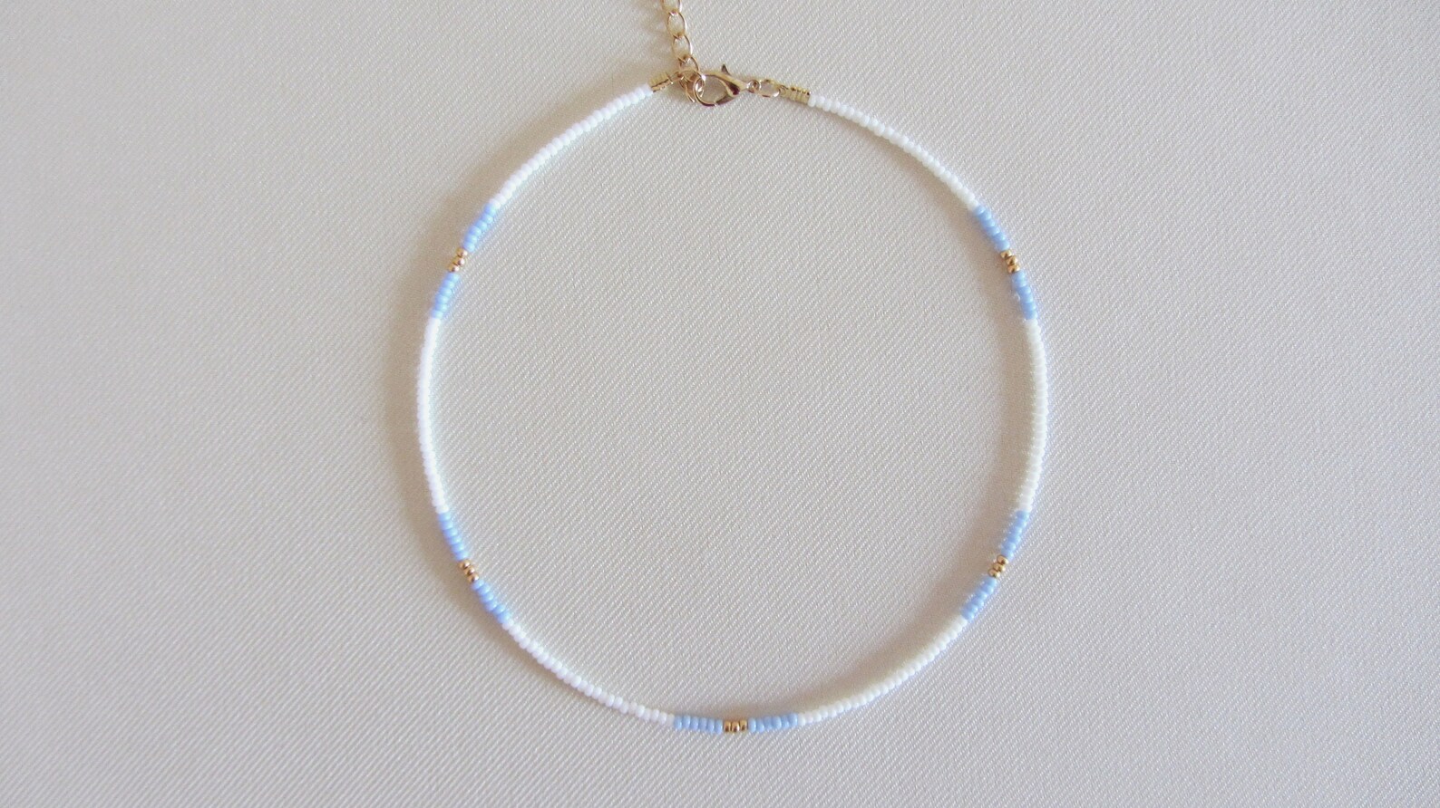 Blue Beaded Choker Seed Bead Choker White bead choker Beaded | Etsy