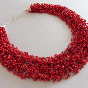 Red Necklace Necklaces Handmade Jewelry Choker Air Necklace Netted Bead ...
