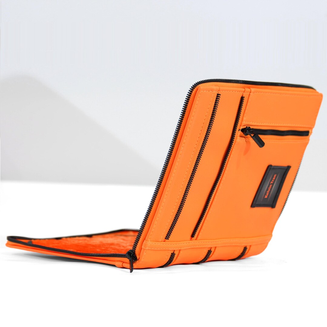 Custom Orange Kobo Clara Ereader Case With Black Secure Zippers & Extra ...