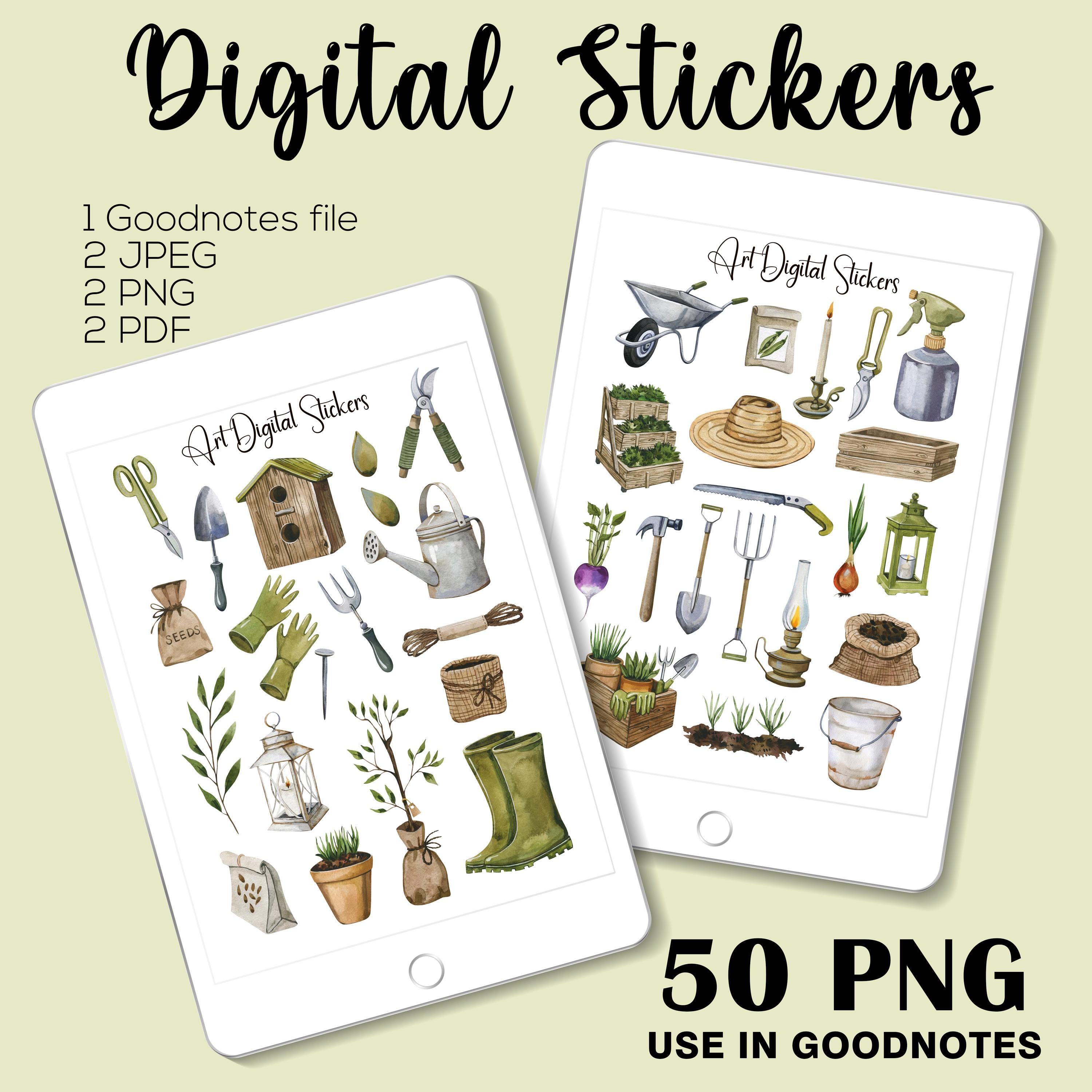 Watercolor Garden Digital Stickers: Farmhouse Planner Decor (PNG ...