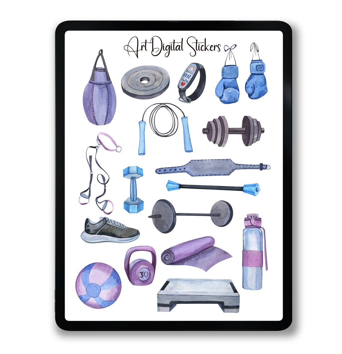 Digital Fitness Stickers, Fitness Journal, Sport Workout Gym Stickers ...