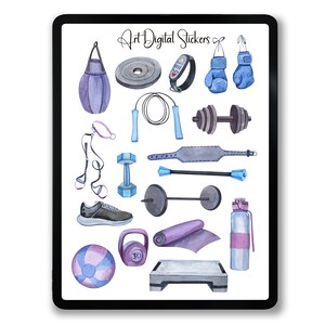Digital Fitness Stickers, Fitness Journal, Sport Workout Gym Stickers ...