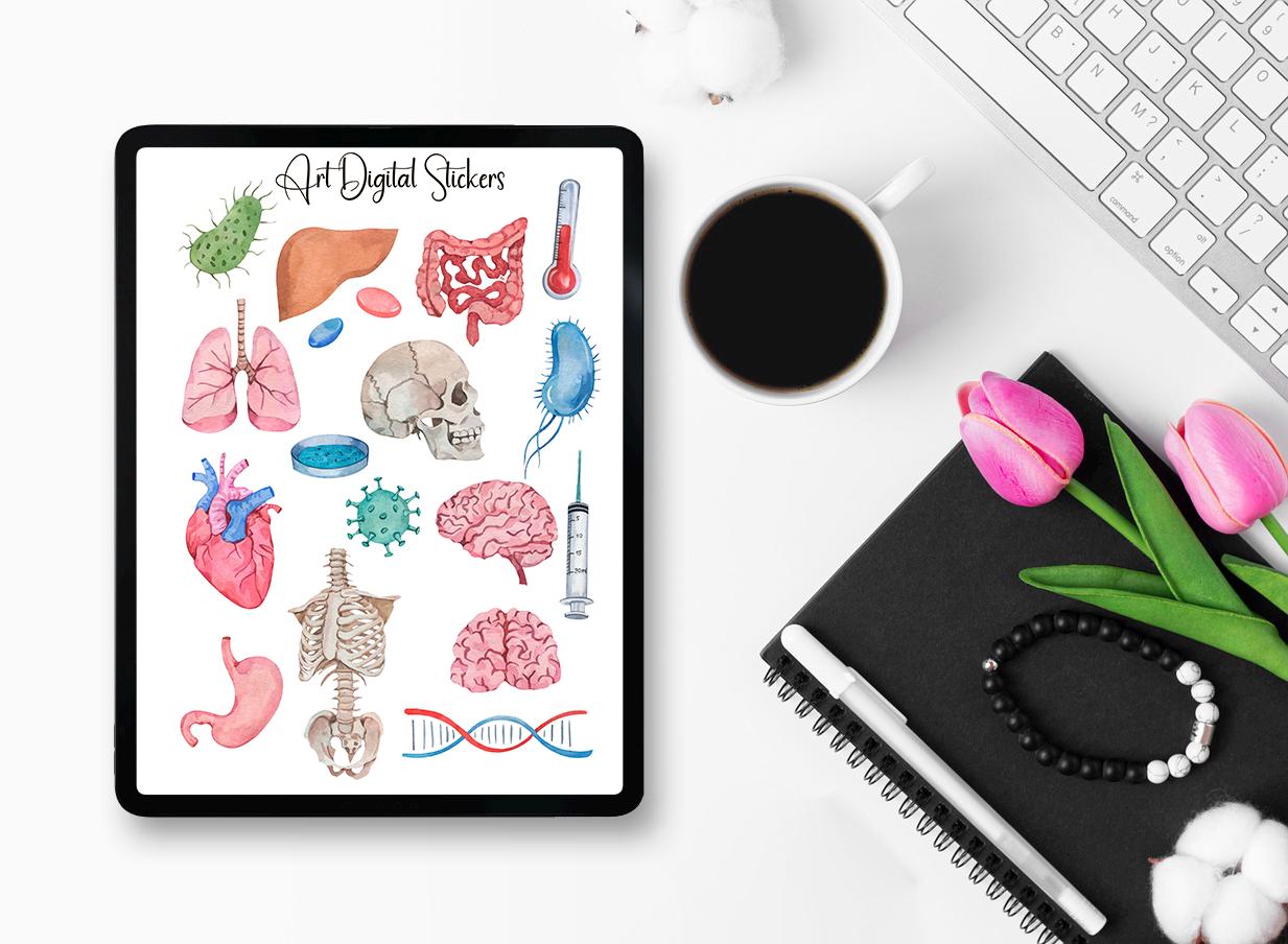 Watercolor Science Digital Stickers, Goodnotes Stickers, School ...