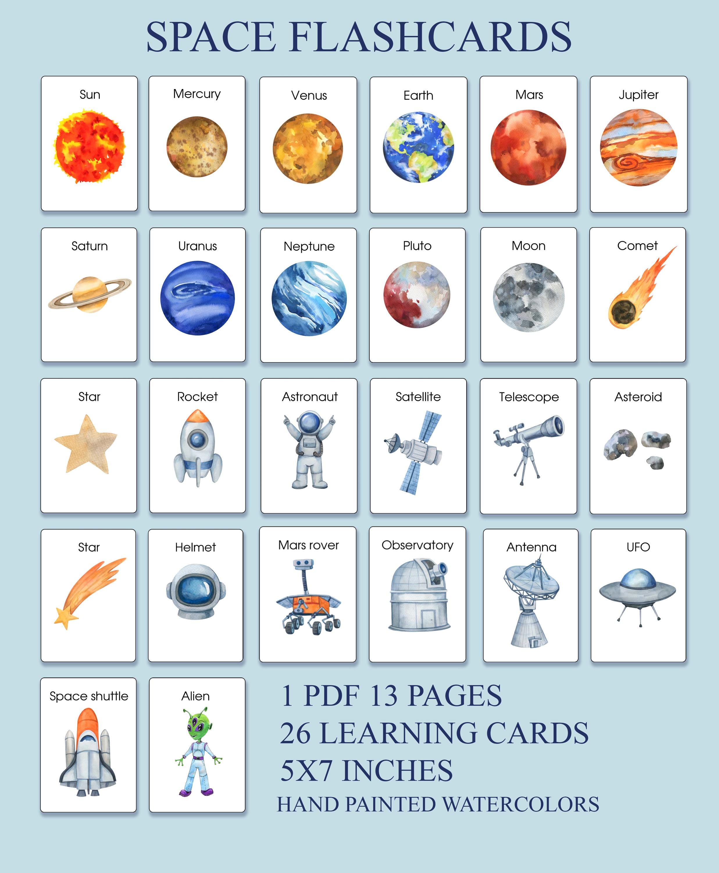 Space Flashcards, Solar System Flashcards, Ready to Print PDF Solar ...