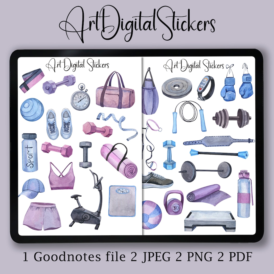 Digital Fitness Stickers, Fitness Journal, Sport Workout Gym Stickers ...