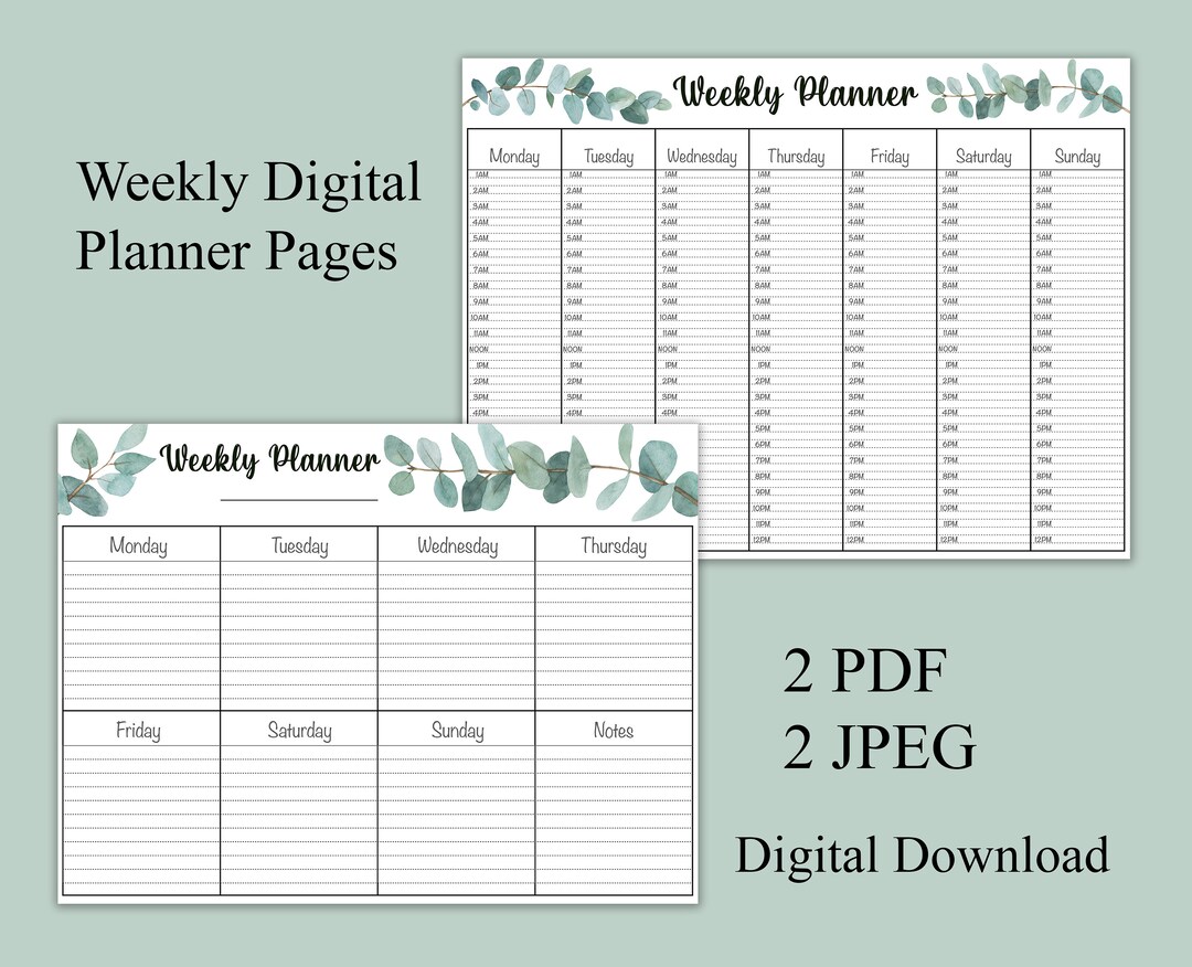 Printable Digital Weekly Planner, to Do List, Minimalist Weekly Planner ...