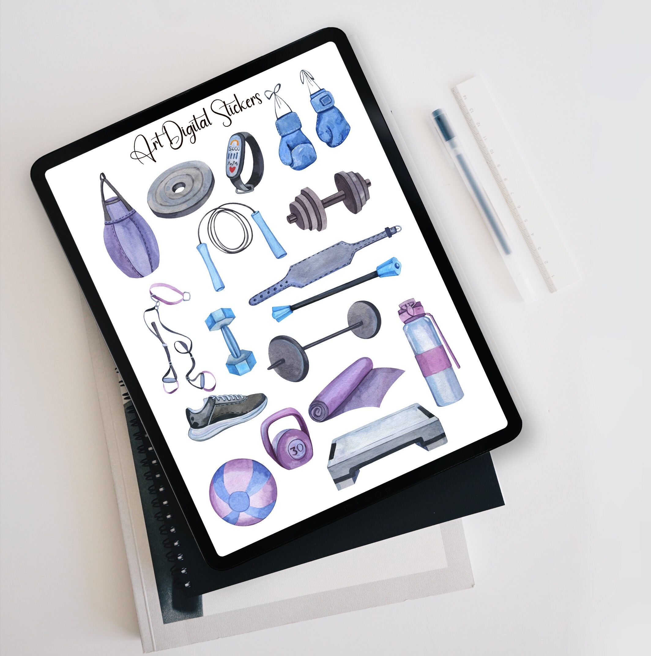 Digital Fitness Stickers, Fitness Journal, Sport Workout Gym Stickers ...