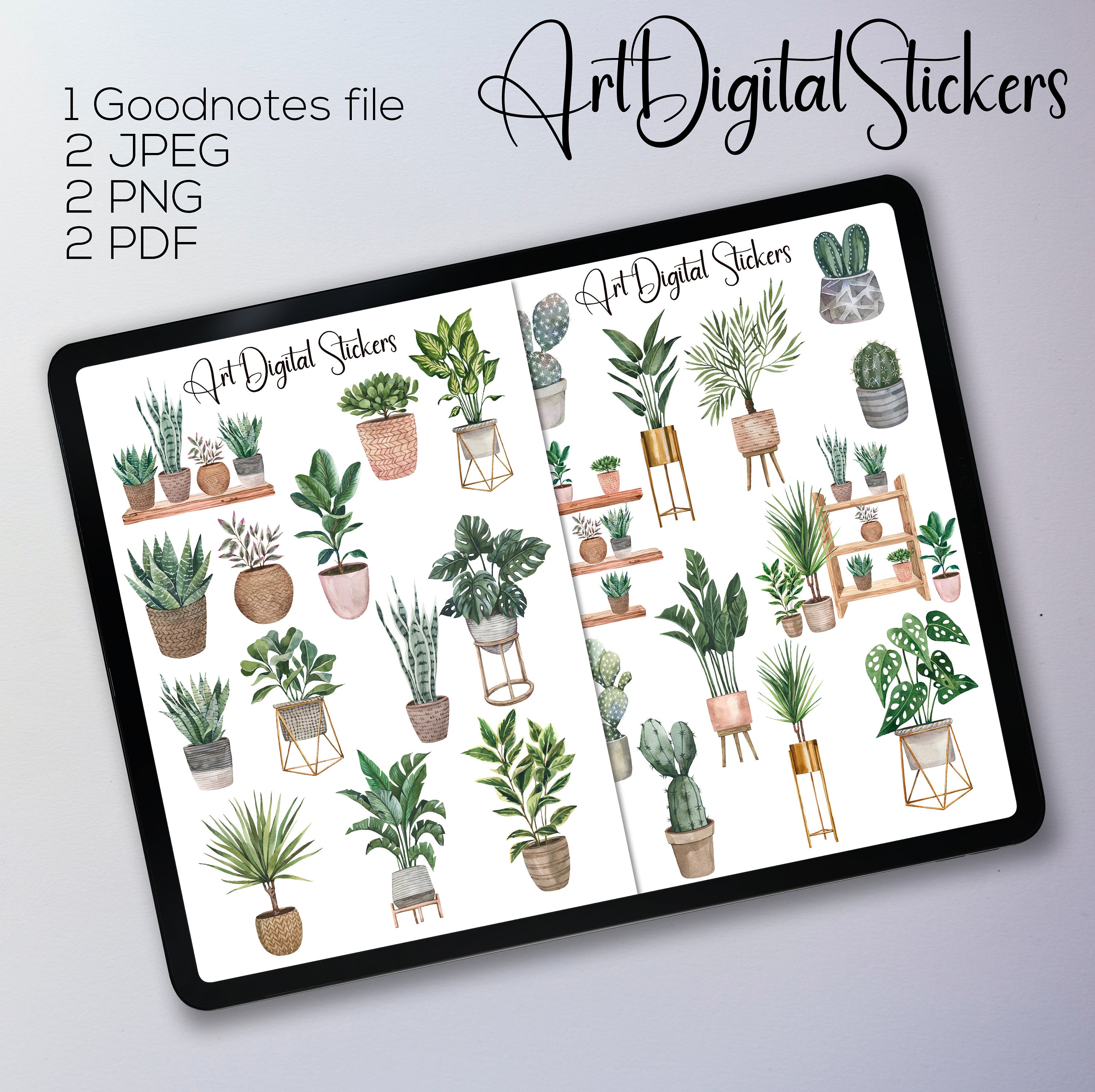 Home Plant Digital Stickers Potted Plant Stickers Goodnotes Stickers ...