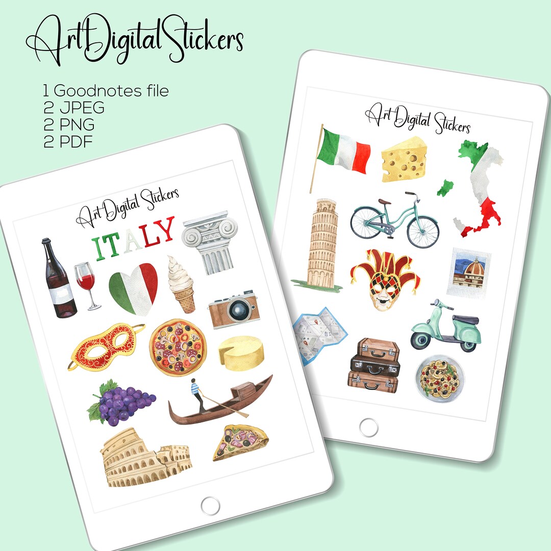 Digital Italy Stickers, Travel Stickers, Goodnotes Stickers, Planner ...