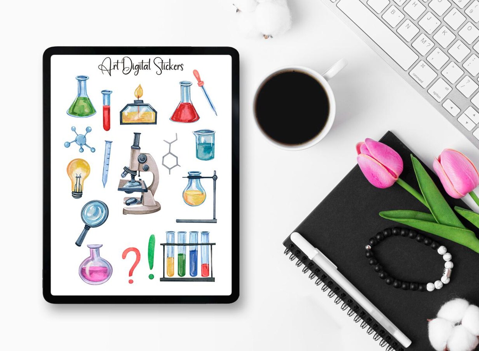 Watercolor Science Digital Stickers, Goodnotes Stickers, School ...