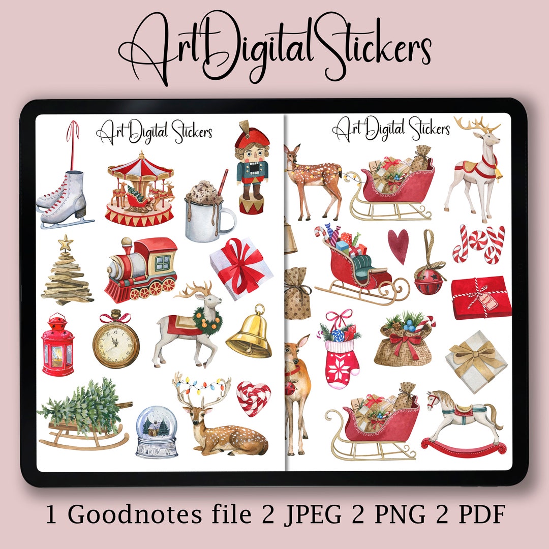 Christmas Digital Stickers, Goodnotes Stickers, Christmas Red Toys ...
