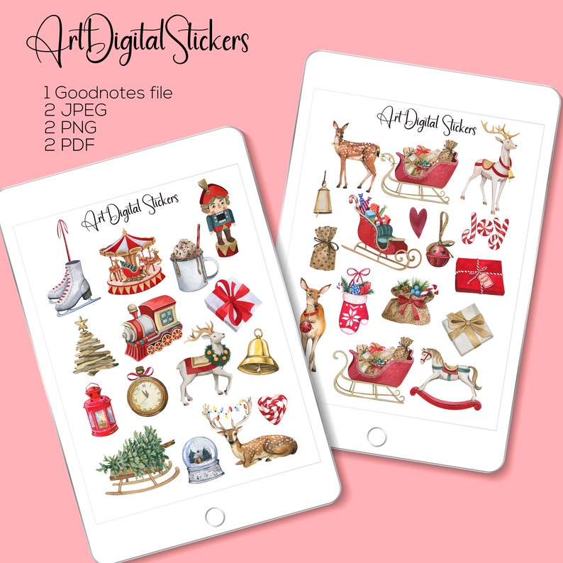 Christmas Digital Stickers, Goodnotes Stickers, Christmas Red Toys ...