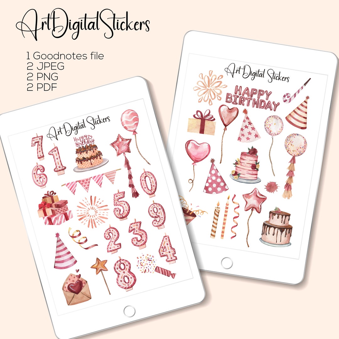 Digital Birthday Stickers Planner Stickers Goodnotes Stickers Planner ...