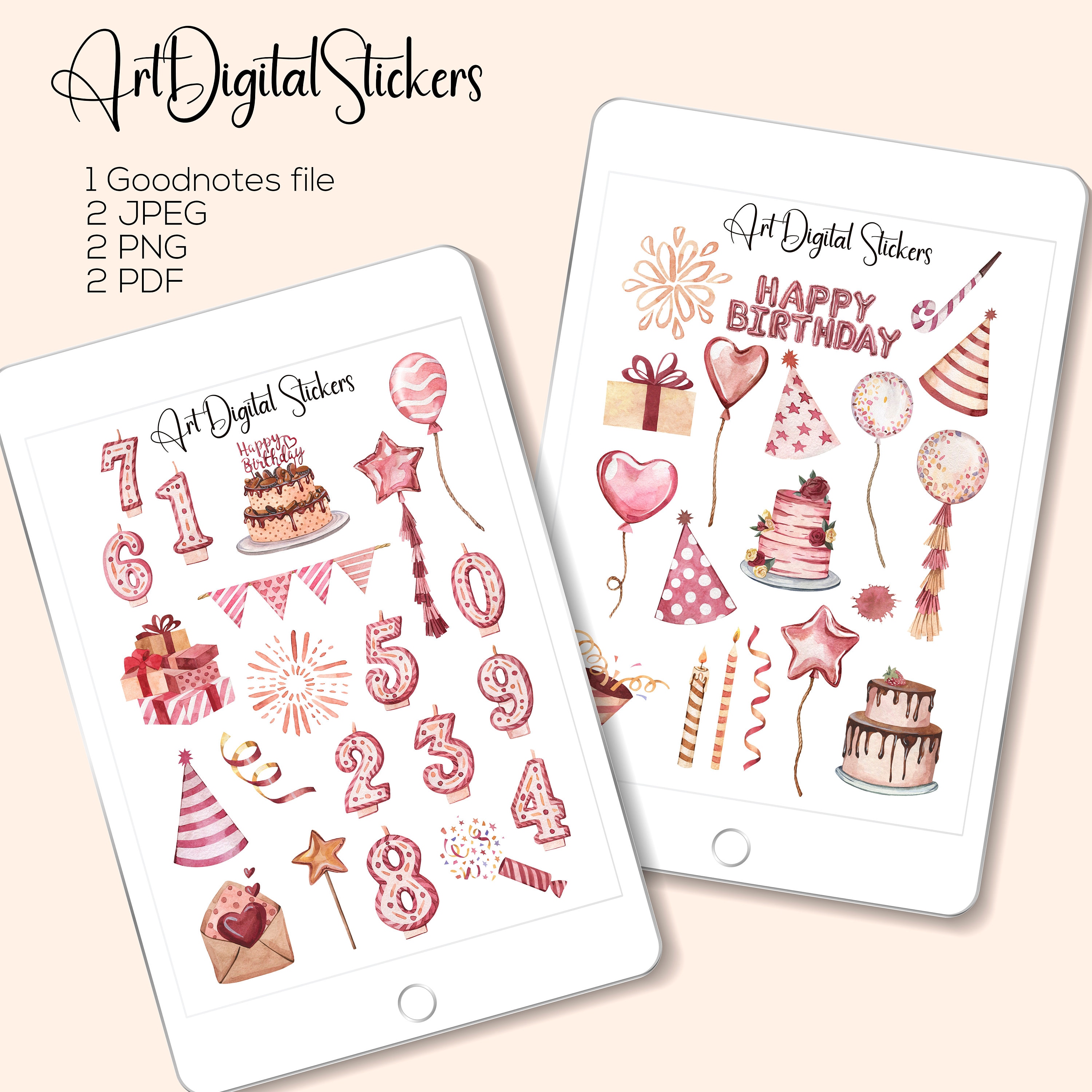 Digital Birthday Stickers Planner Stickers Goodnotes Stickers Planner ...