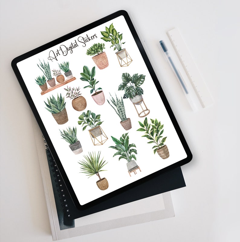 Home Plant Digital Stickers Potted Plant Stickers Goodnotes Stickers ...