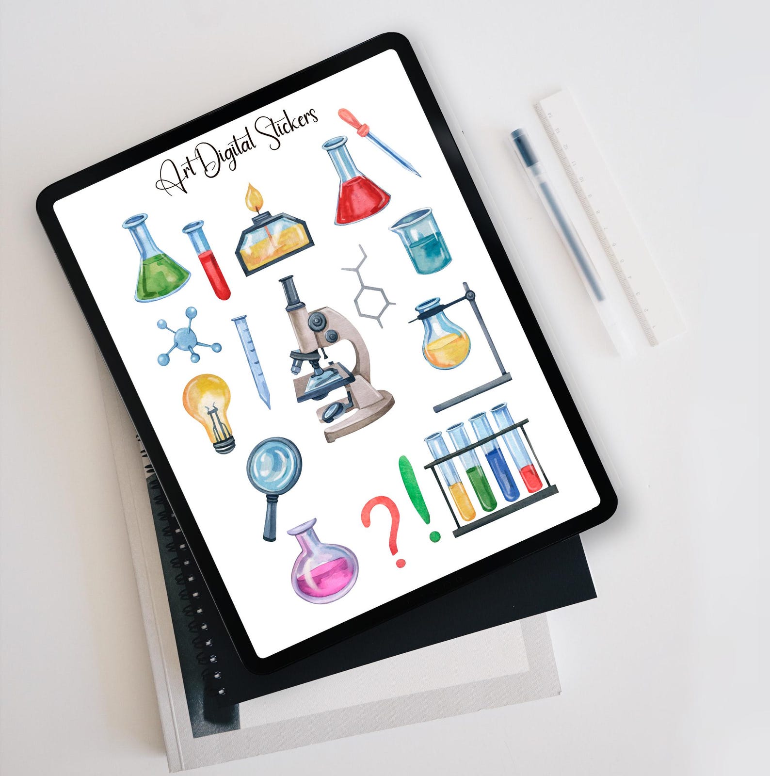 Watercolor Science Digital Stickers, Goodnotes Stickers, School ...