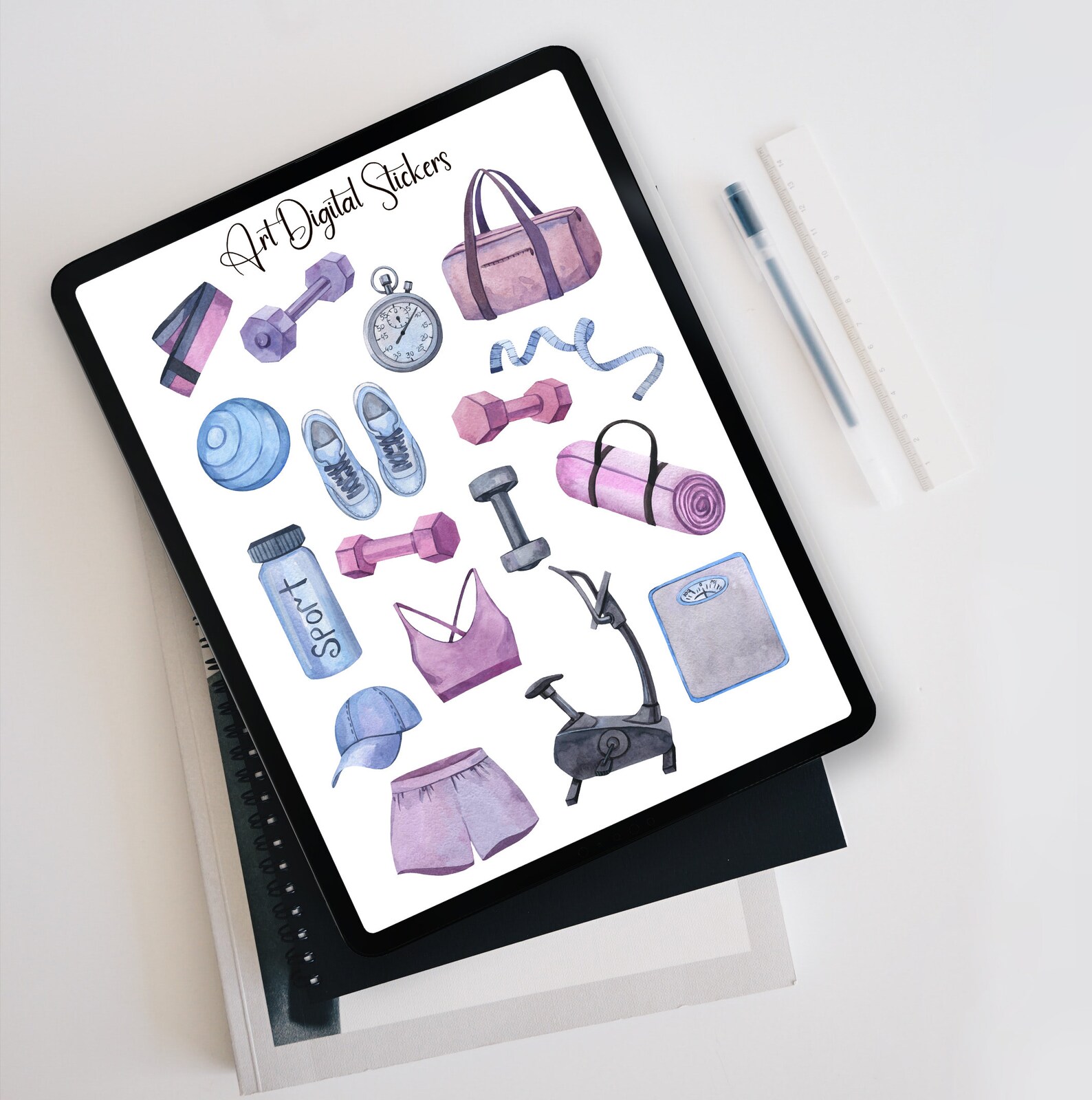 Digital Fitness Stickers, Fitness Journal, Sport Workout Gym Stickers ...