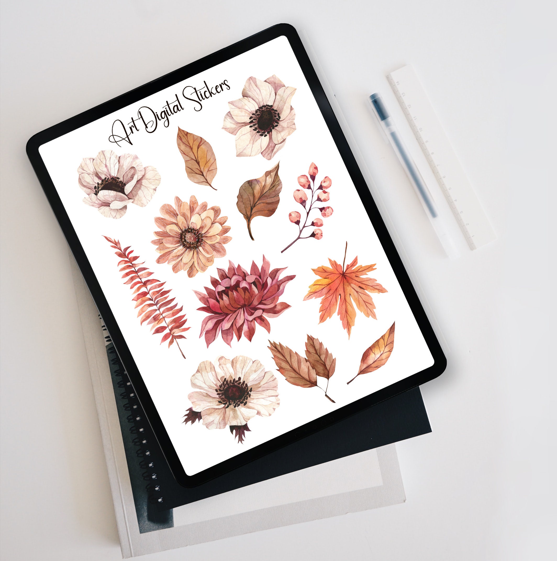 Fall Flowers Digital Stickers, Fall Stickers, Goodnotes Stickers ...