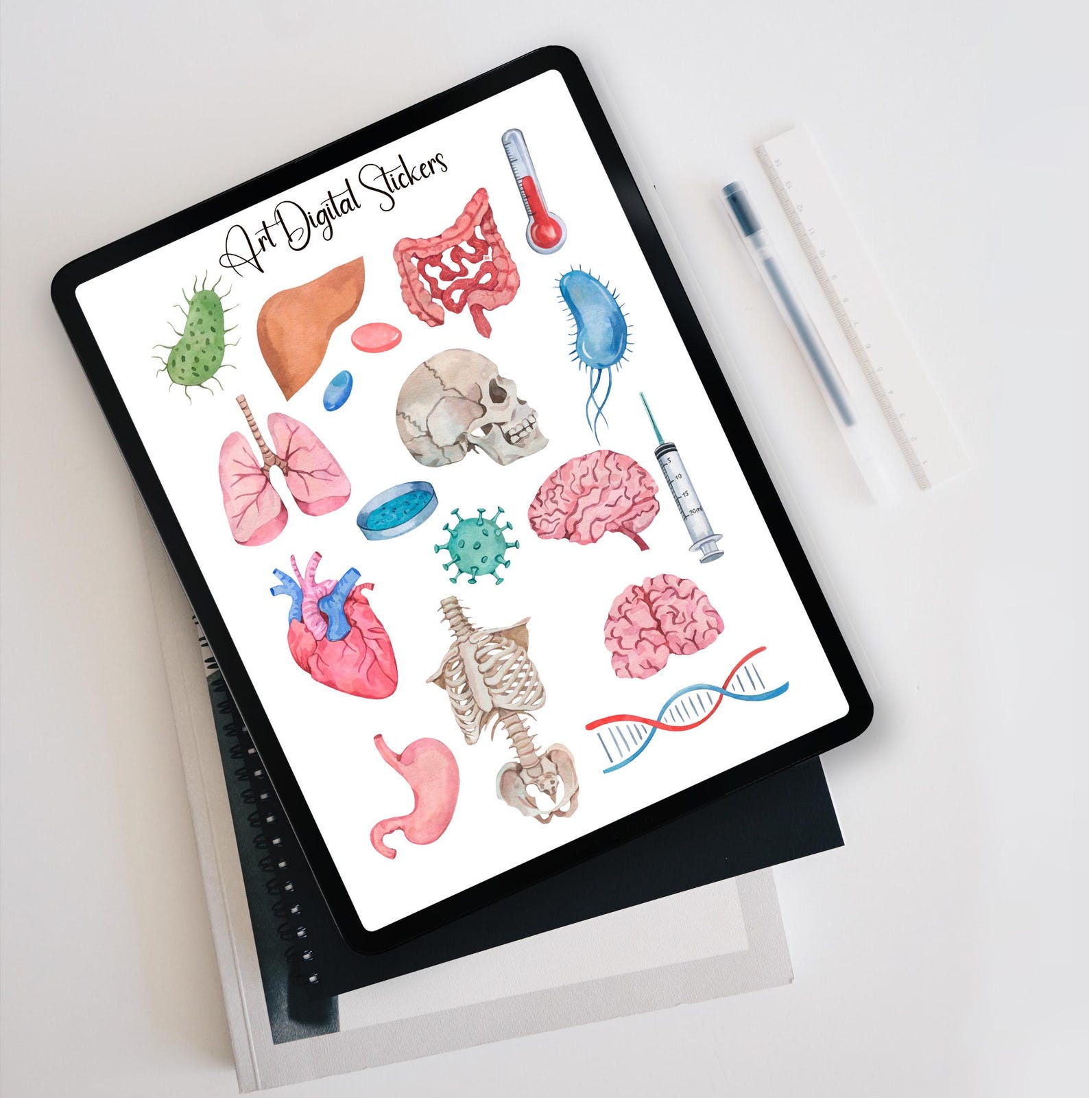 Watercolor Science Digital Stickers, Goodnotes Stickers, School ...