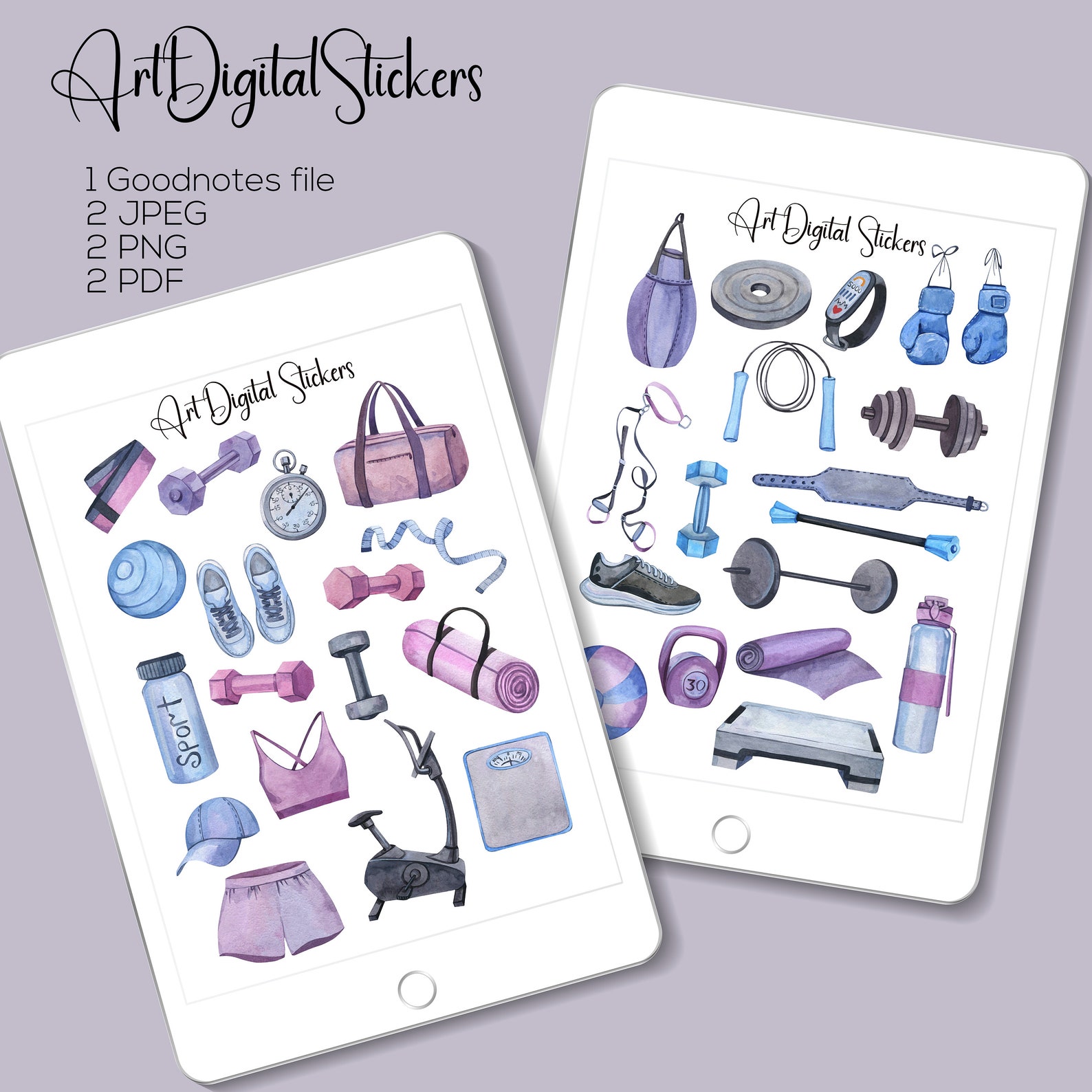 Digital Fitness Stickers, Fitness Journal, Sport Workout Gym Stickers ...