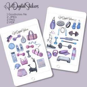 Digital Fitness Stickers, Fitness Journal, Sport Workout Gym Stickers ...