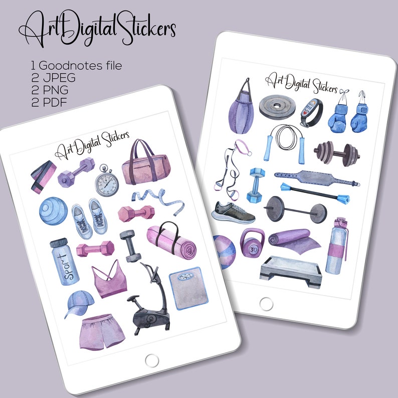 Digital Fitness Stickers, Fitness Journal, Sport Workout Gym Stickers ...