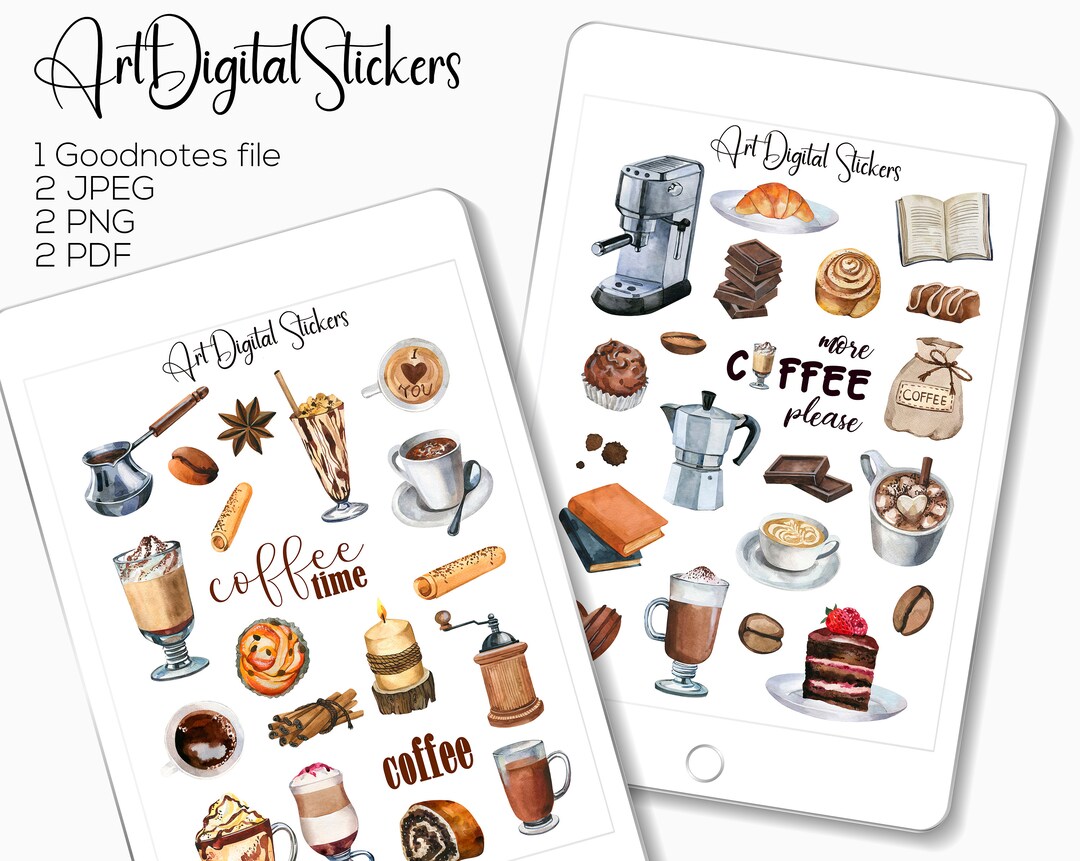 Digital Coffee Stickers, Coffee Lover Stickers, Goodnotes Stickers ...