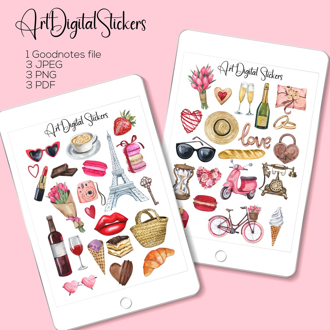 Digital Paris Stickers, Travel Stickers, Goodnotes Stickers, Planner ...