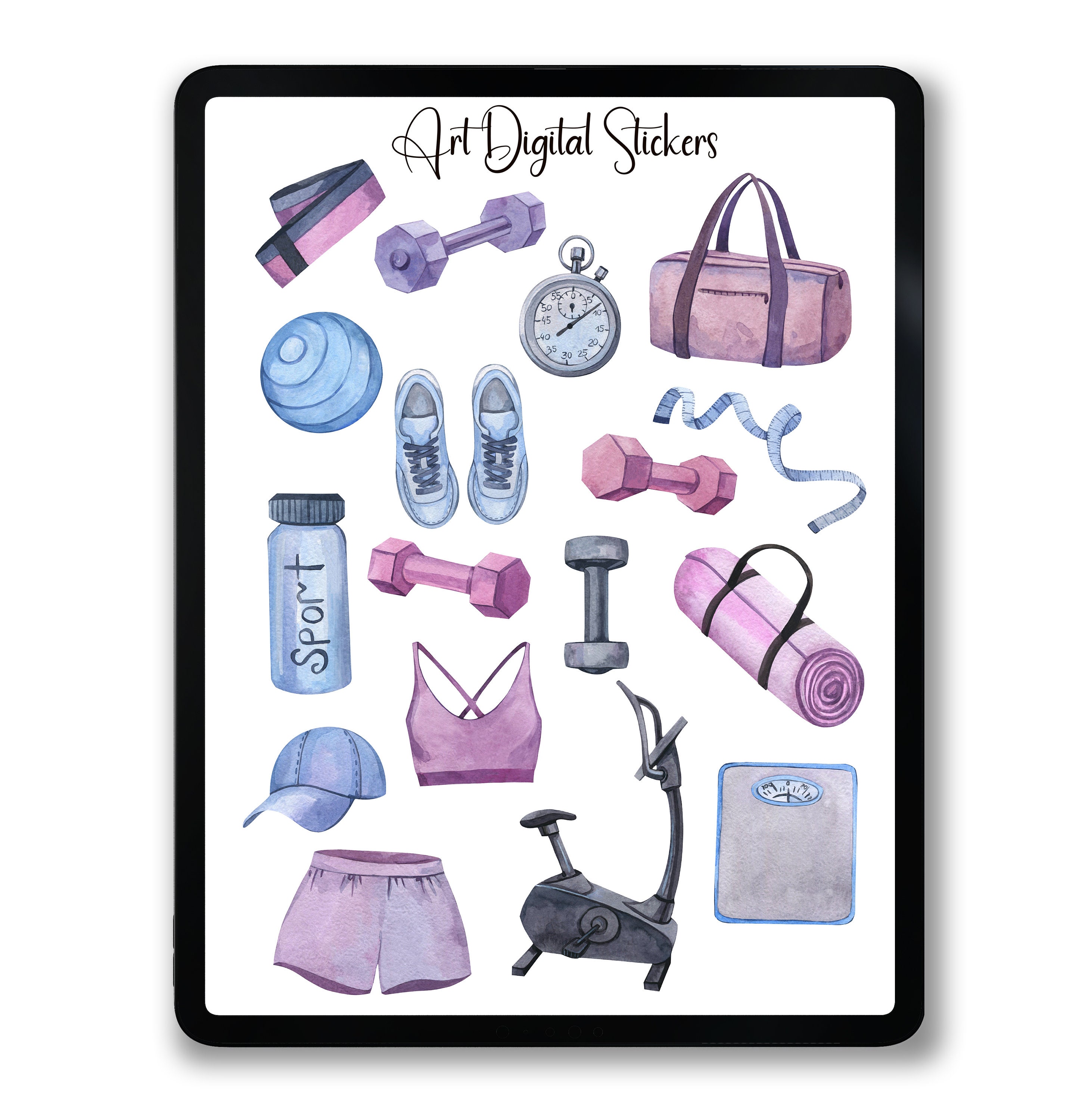Digital Fitness Stickers, Fitness Journal, Sport Workout Gym Stickers ...