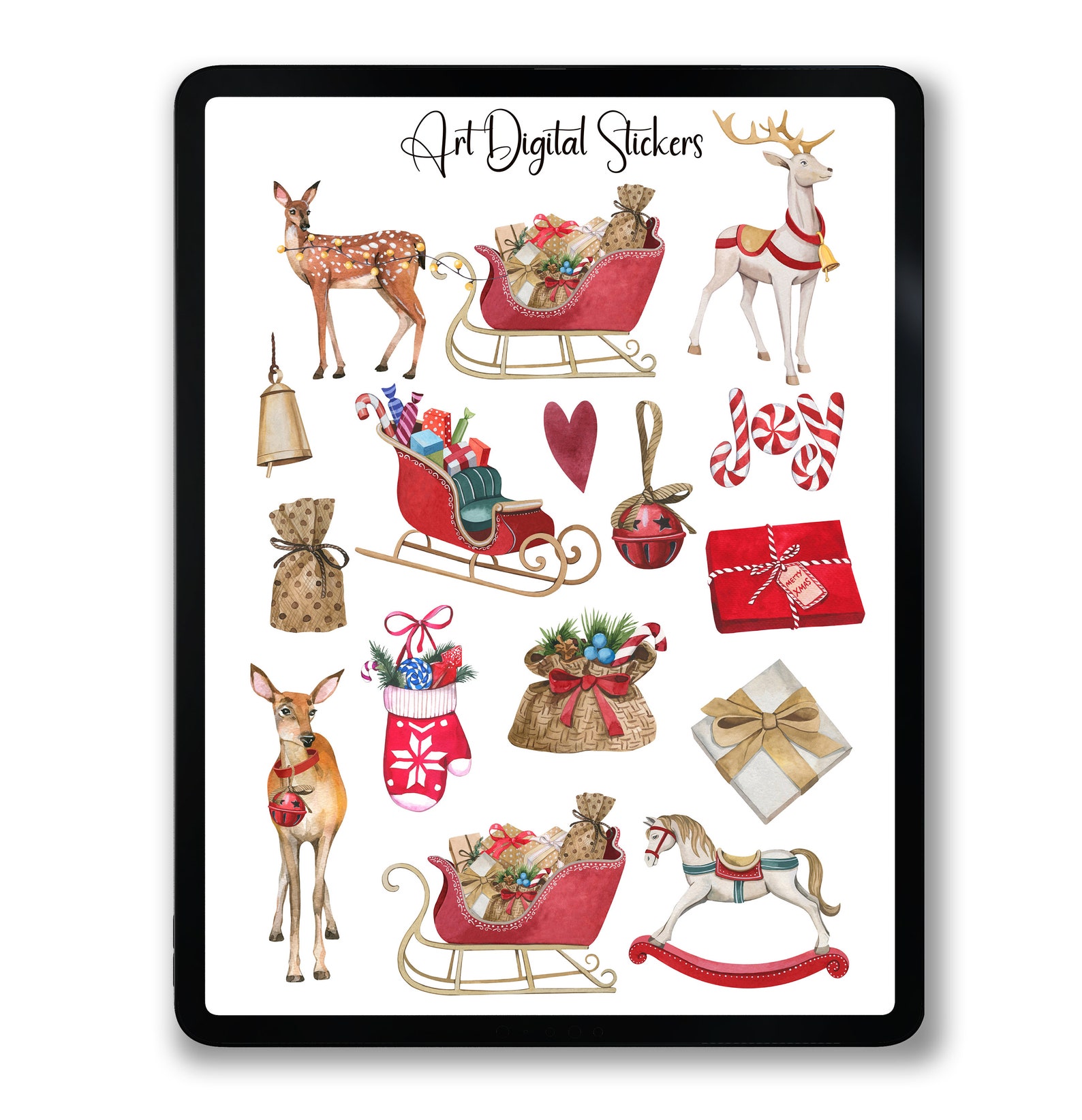 Christmas Digital Stickers, Goodnotes Stickers, Christmas Red Toys ...