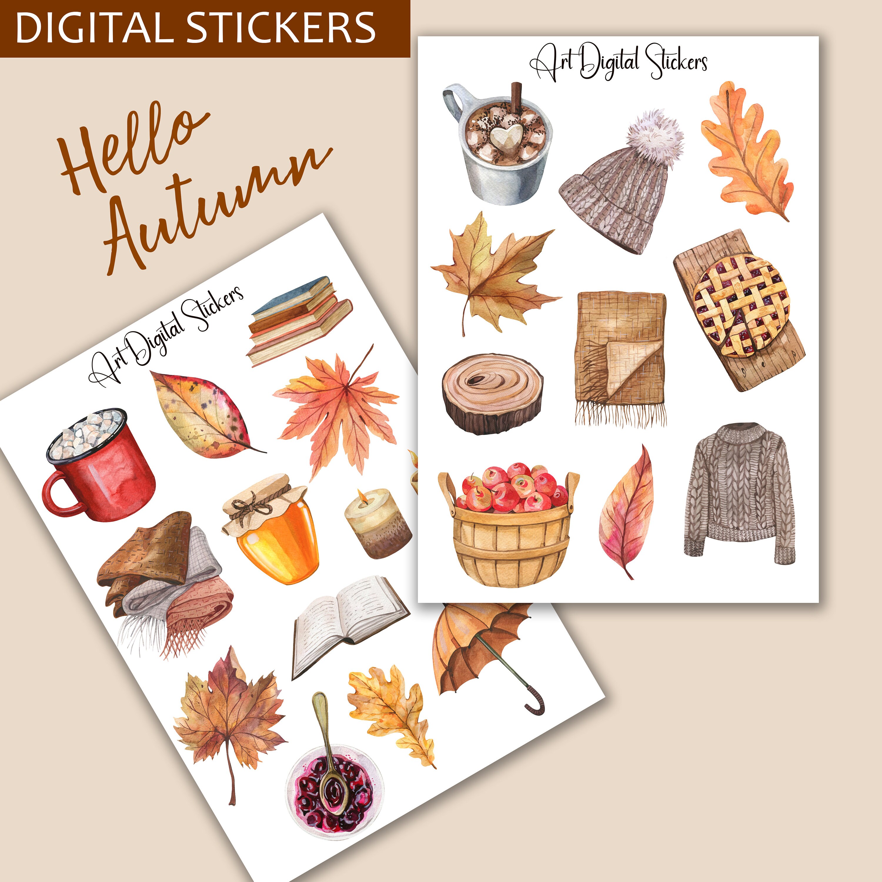 Fall Digital Stickers, Fall Stickers, Goodnotes Stickers, Planner ...