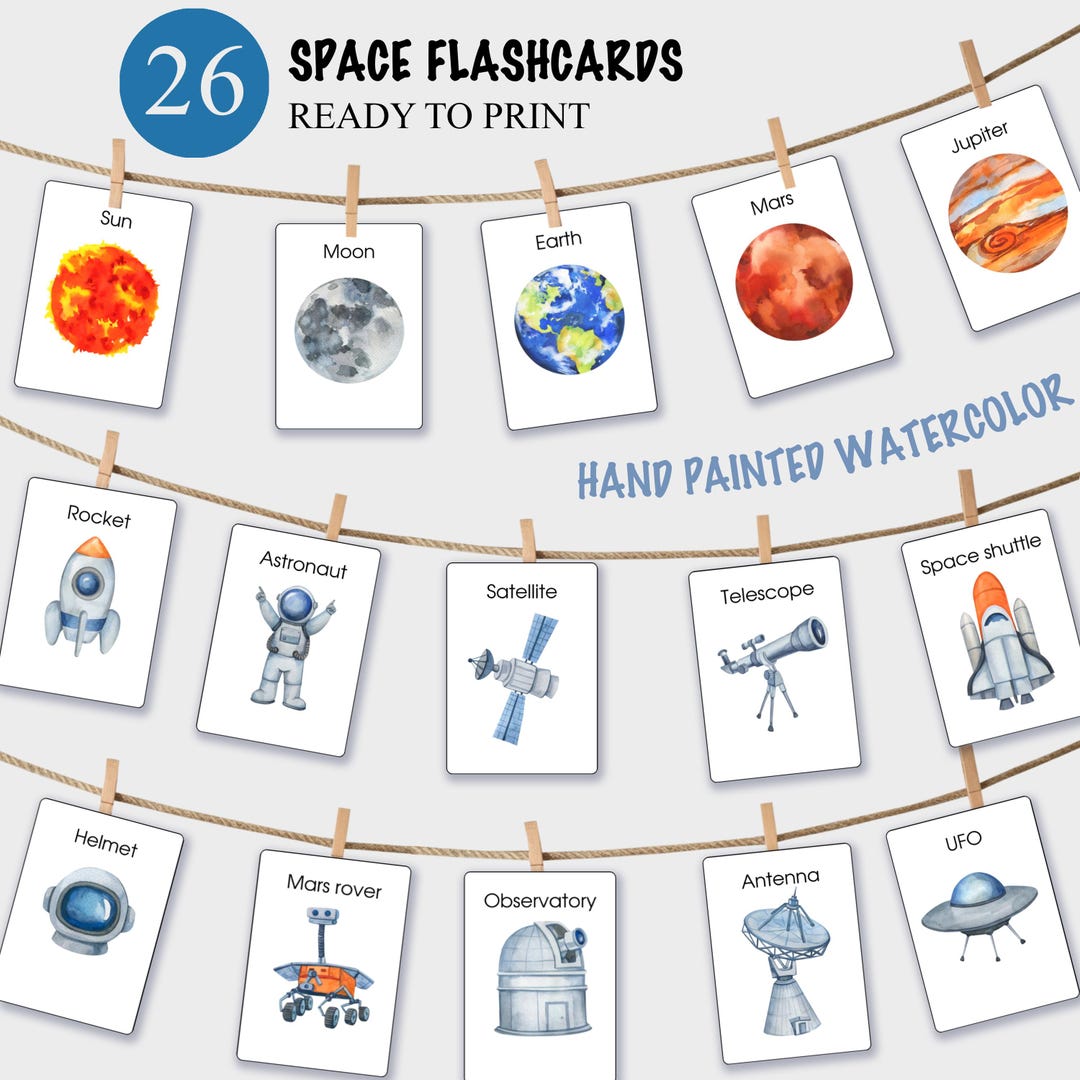 Space Flashcards, Solar System Flashcards, Ready to Print PDF Solar ...