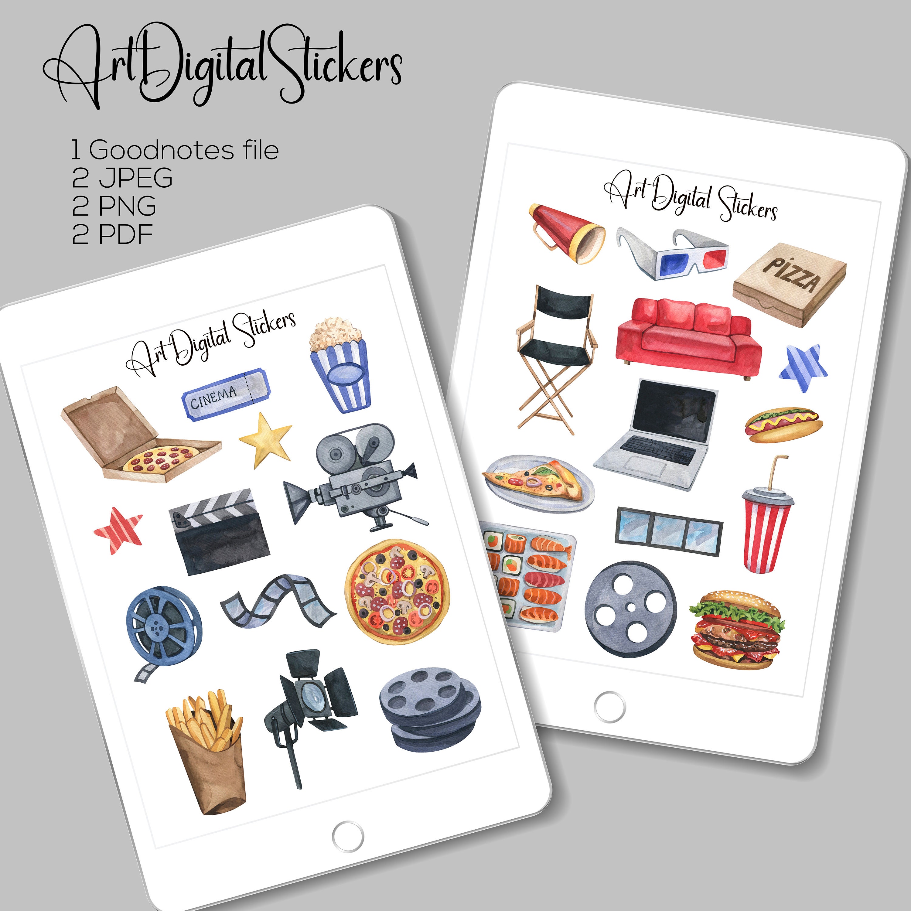 Digital Movie Stickers Cinema Planner Goodnotes Stickers Planner ...