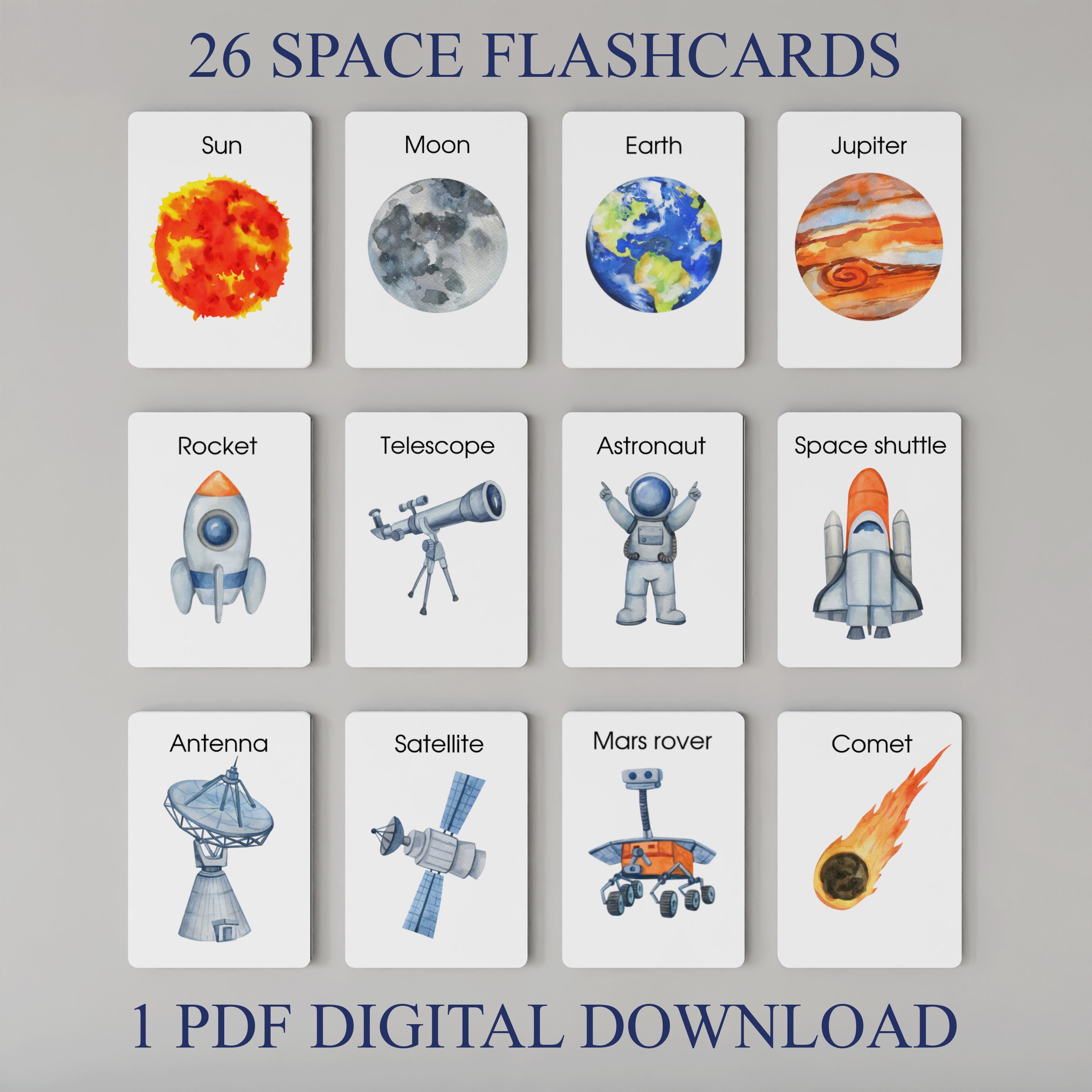 Space Flashcards, Solar System Flashcards, Ready to Print PDF Solar ...
