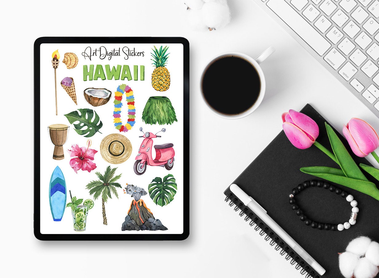 Digital Hawaii Stickers, Hawaii Summer Stickers, Travel Stickers ...