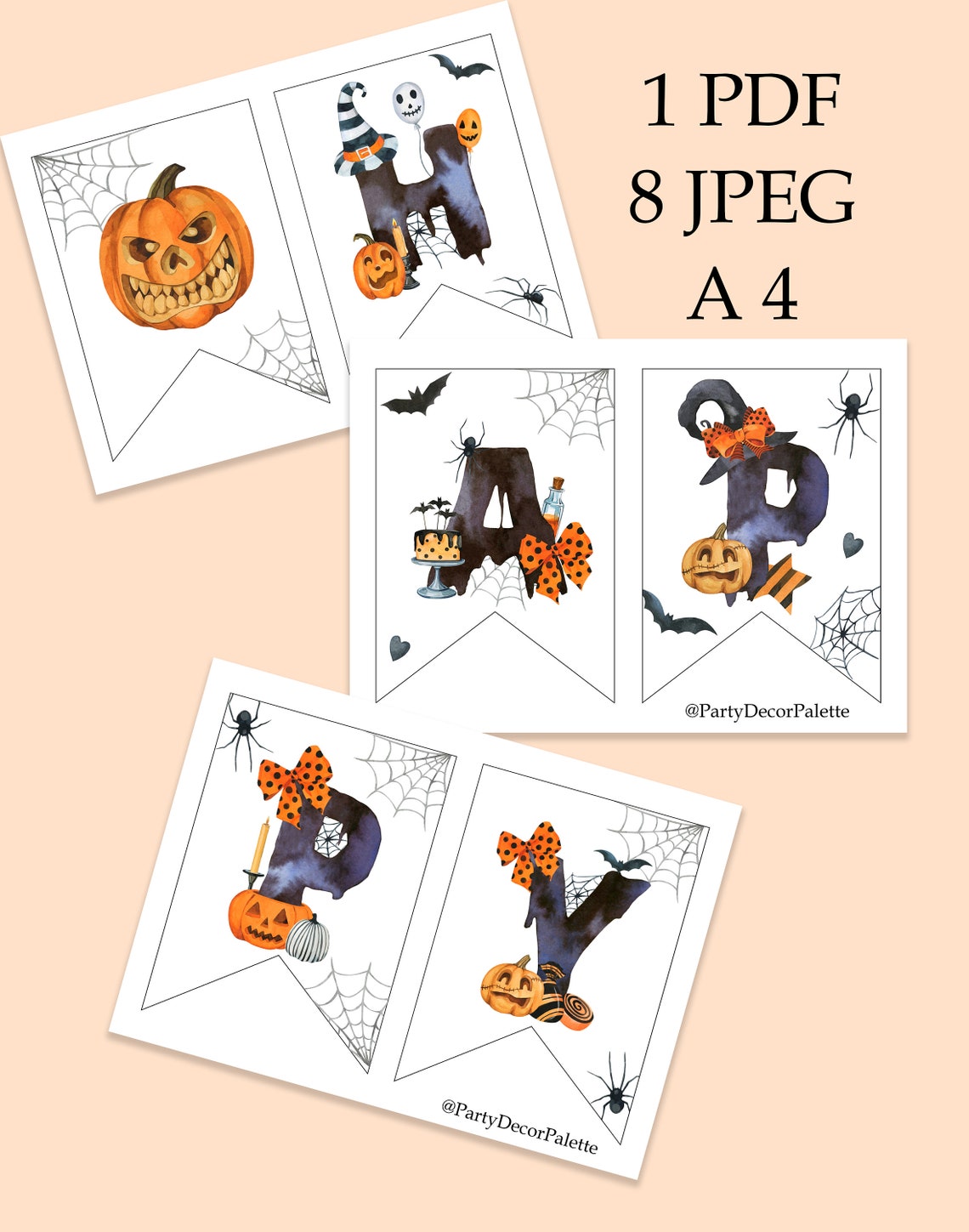 Happy Halloween Banner, Halloween Decorations, Halloween Garland, Flags ...