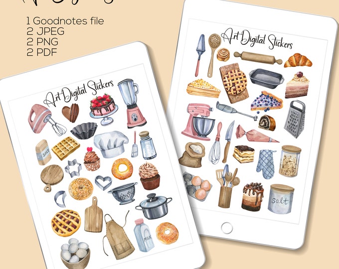 Recipe Planner Digital Stickers, One Note Planner Stickers, Digital ...