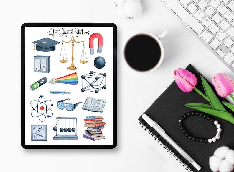 Watercolor Science Digital Stickers, Goodnotes Stickers, School ...