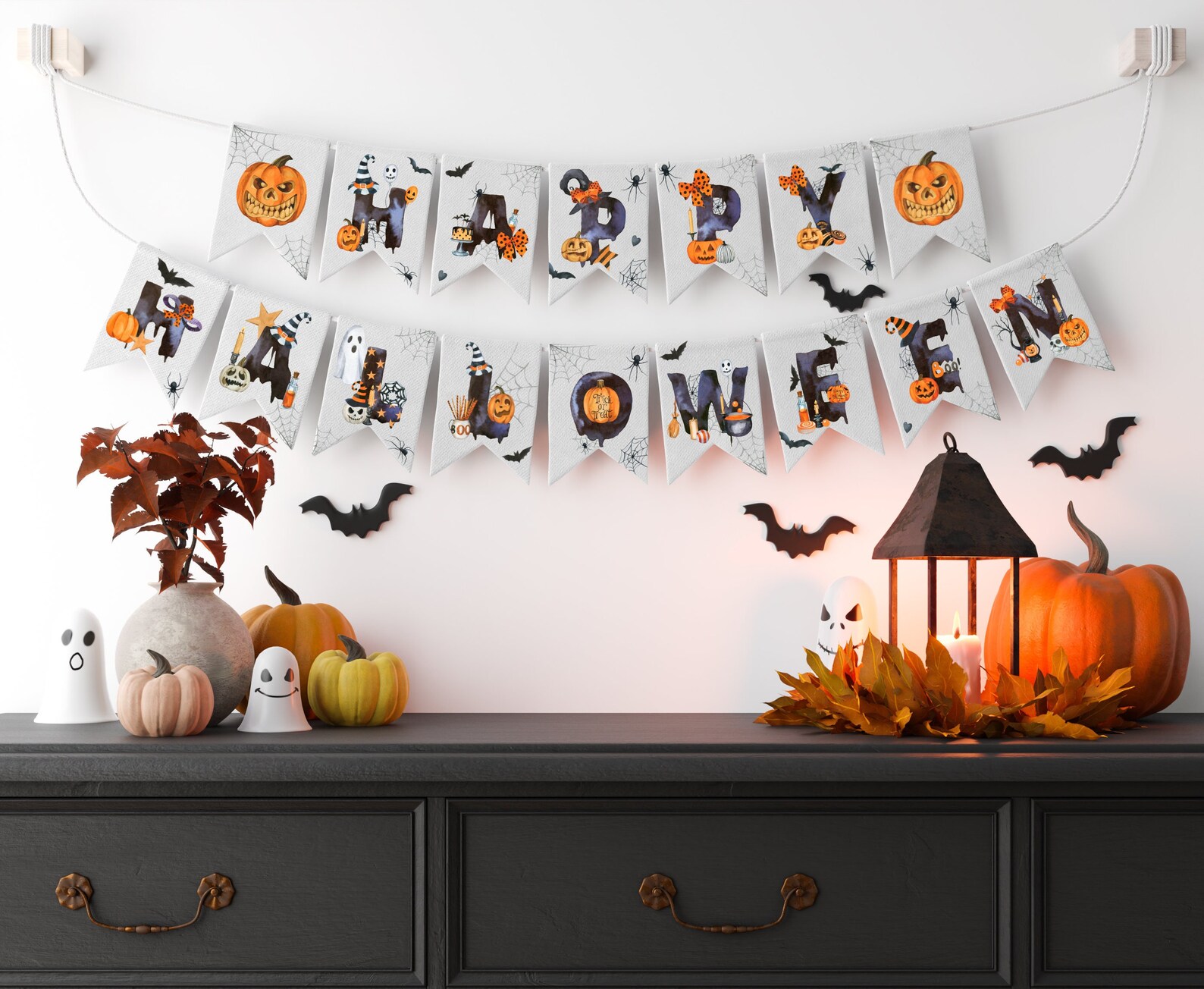 Happy Halloween Banner Halloween Decorations Halloween - Etsy