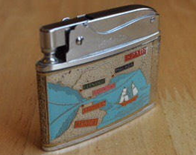 Vintage Rare 'atlas-lite' Petrol Lighter - Mediterranean / Gibraltar - Etsy