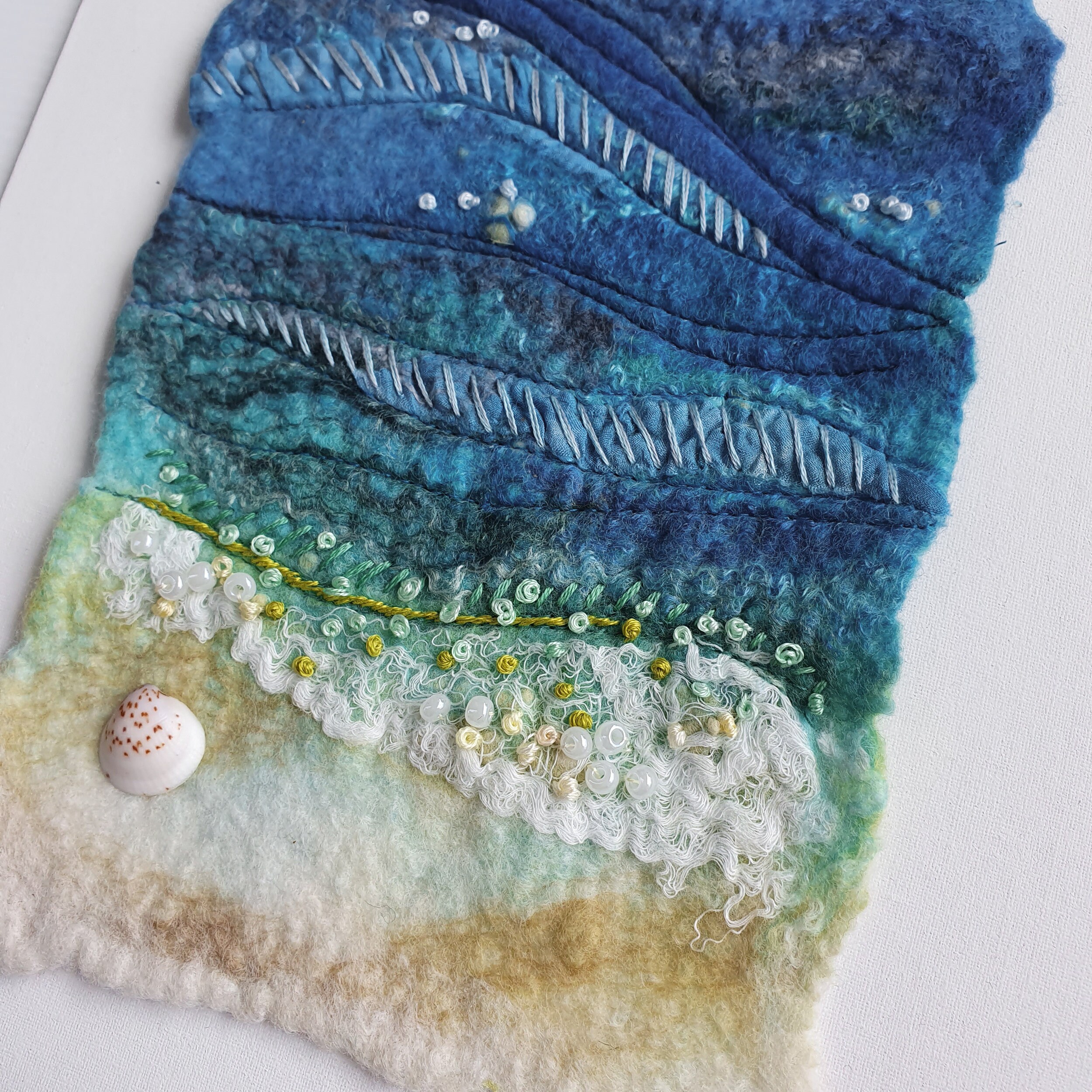 Felt Wall Art Seascape Embroidered Textile Art Small Ocean Art - Etsy ...
