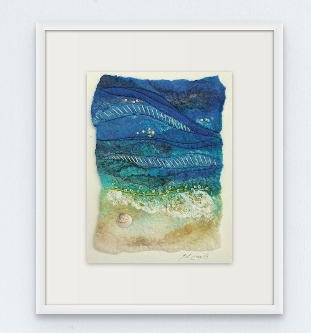Felt Wall Art Seascape Embroidered Textile Art Small - Etsy