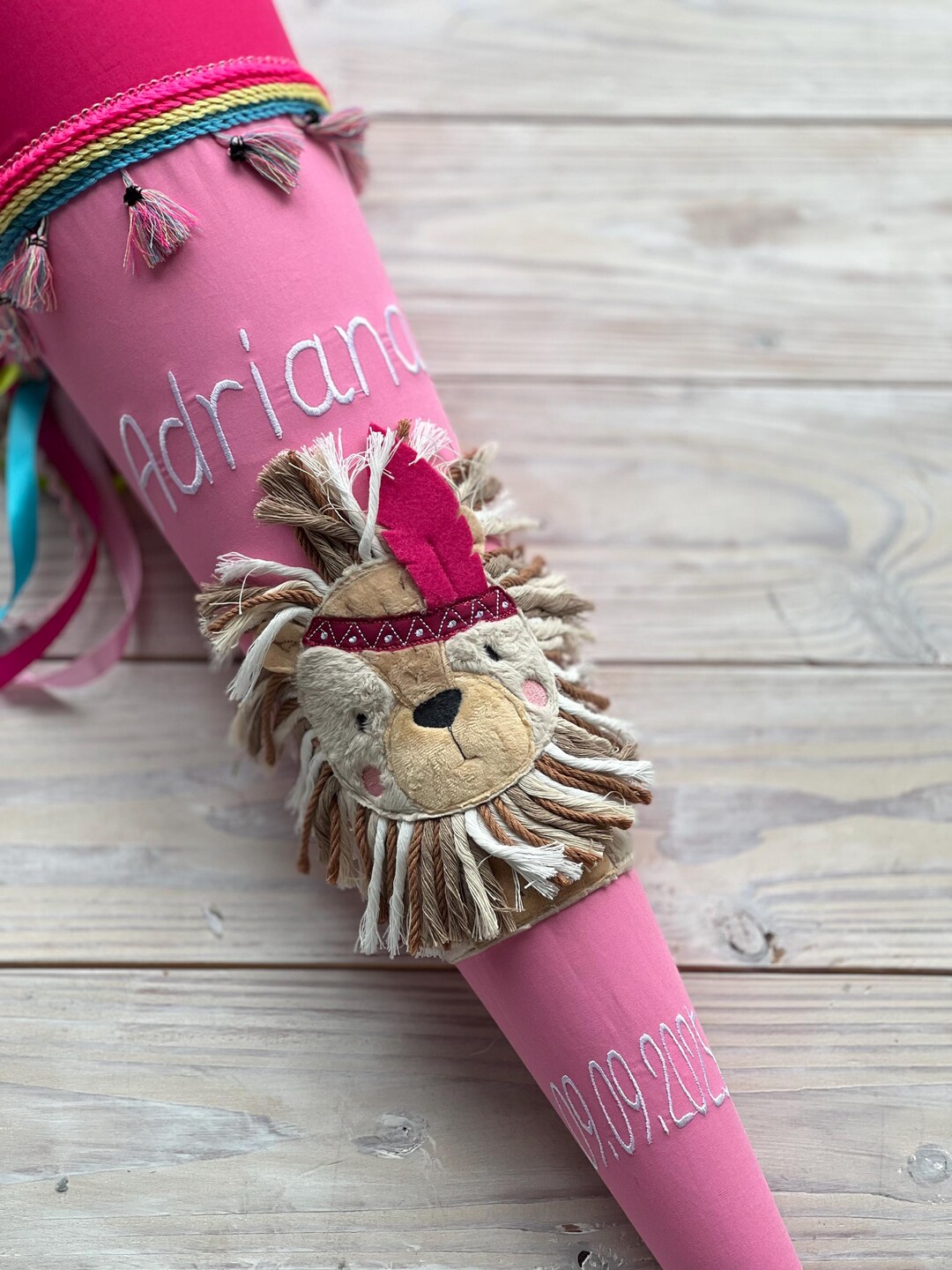 Personalized Fabric School Cone With Name | Lion | Handmade ...