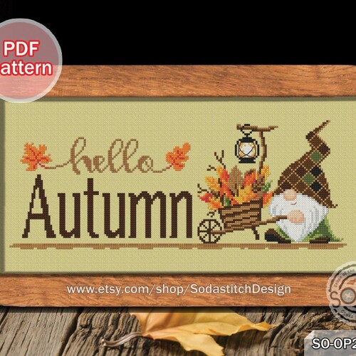 Cross Stitch Pattern Pdf Gnome Autumn Fall Elf Fairy Easy - Etsy