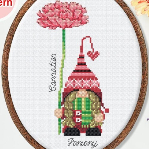 Birth Month Flower Cross Stitch Pattern12 Month Gnome Fairy - Etsy