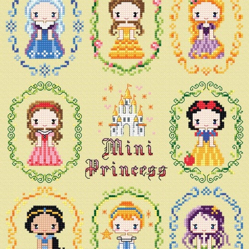Princesses Cross Stitch Patternsnow White Little Mermaid - Etsy