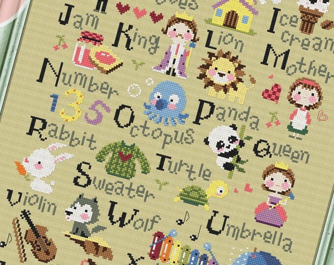 Alphabet Cross Stitch Pattern Pdfeasy Simple Baby Children - Etsy